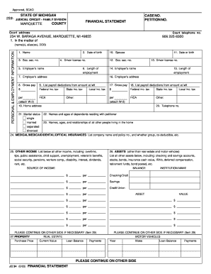 Fillable Online Approved SCAO STATE OF MICHIGAN CASE NO FINANCIAL ...