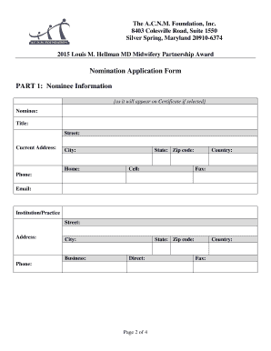 Fillable Online midwife Download Application - American College of ...