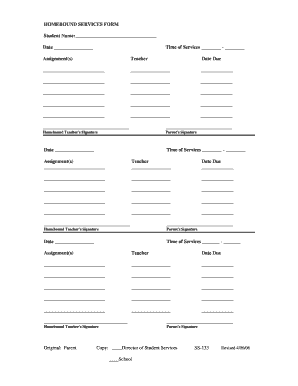 Fillable Online warrenk12nc HOMEBOUND SERVICES FORM Fax Email Print ...