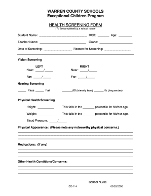 Fillable Online warrenk12nc WARREN COUNTY SCHOOLS Exceptional Children ...