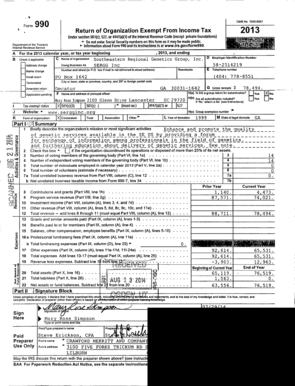 Fillable Online 10 Form OMB No 1545-0047 990 2013 Return of Organization Exempt From Income Tax ...