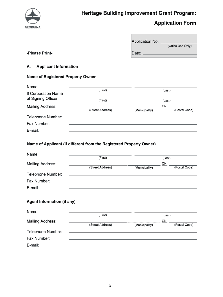 Fillable Online georgina Heritage Building Improvement Grant Program ... - Town of Georgina Fax ...