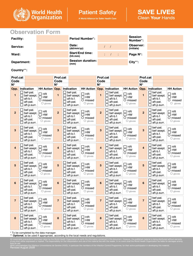 Audit Hand Hygiene Observation Tool Template Get What You Need For Free