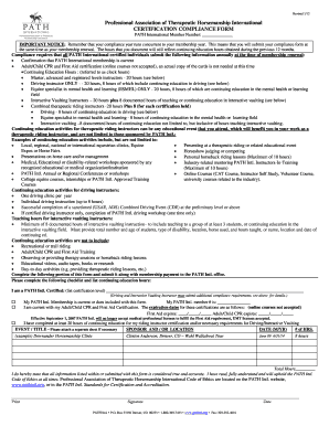 Fillable Online pathintl Compliance Form - PATH International ...