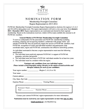 Fillable Online pathintl Membership Oversight Committee Fax Email Print - pdfFiller