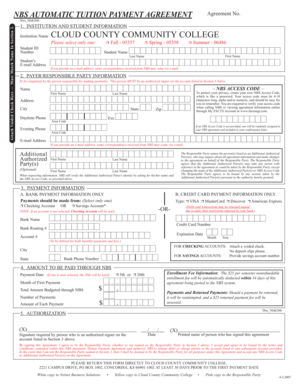 Fillable Online cloud FACTS Automatic Tuition Payment Agreement form. - Cloud County ... - cloud ...