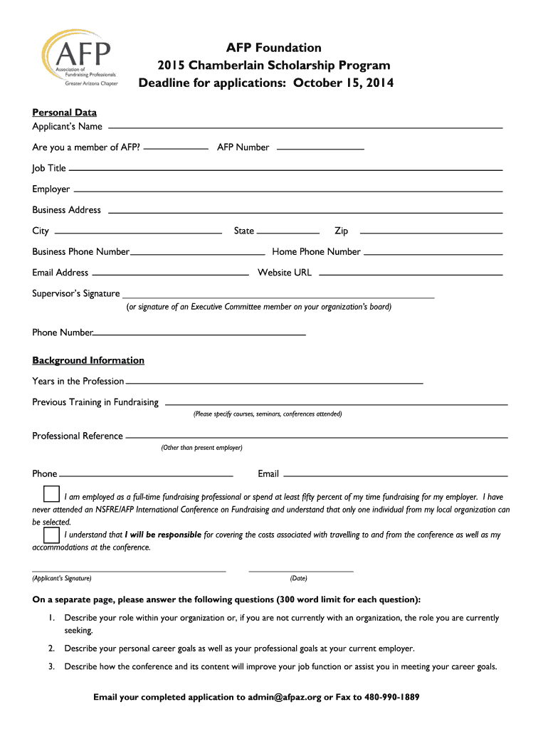 Fillable Online afpgreateraz afpnet ACFRE Application Form Fax Email ...