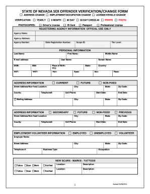 Fillable Online State of Nevada Verification - Change of ... - City of ...