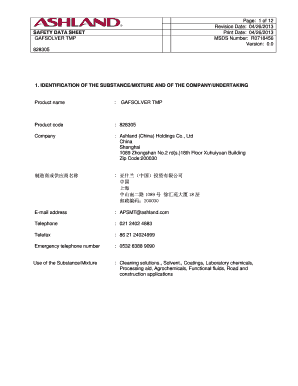 Fillable Online SAFETY DATA SHEET - Ashland Fax Email Print - pdfFiller