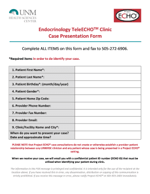 Fillable Online echo unm Endocrinology TeleECHOTM Clinic Fax Email ...