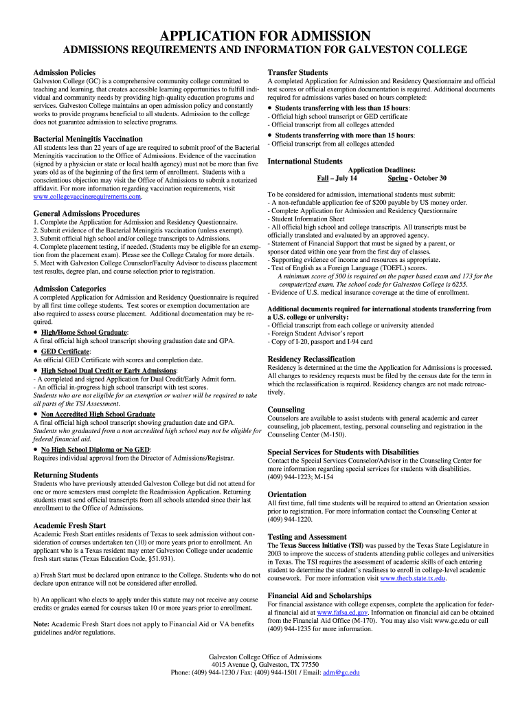Fillable Online gc Admission Policies - gc Fax Email Print - pdfFiller