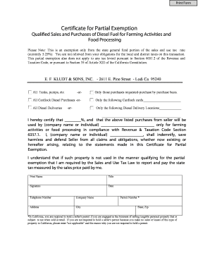 Fillable Online Print Form Certificate for Partial Exemption Qualified ...