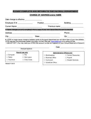 Fillable Online CHANGE OF ADDRESS and / or NAME. Ohio Employee ...