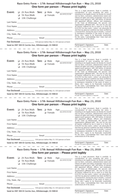 Fillable Online One form per person Please print legibly One form per ...