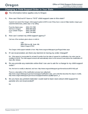 Fillable Online acf hhs Oregon Child Support Order State Guide ...