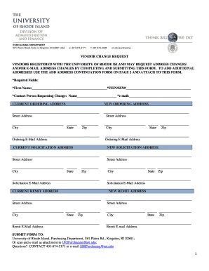 Fillable Online Vendor change request vendors registered with the ...