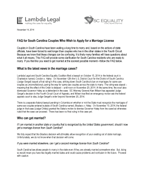 Fillable Online FAQ for South Carolina Couples Who Wish to Apply for a ...