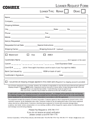 Fillable Online LOANER REQUEST FORM - Comrex Corporation Fax Email ...