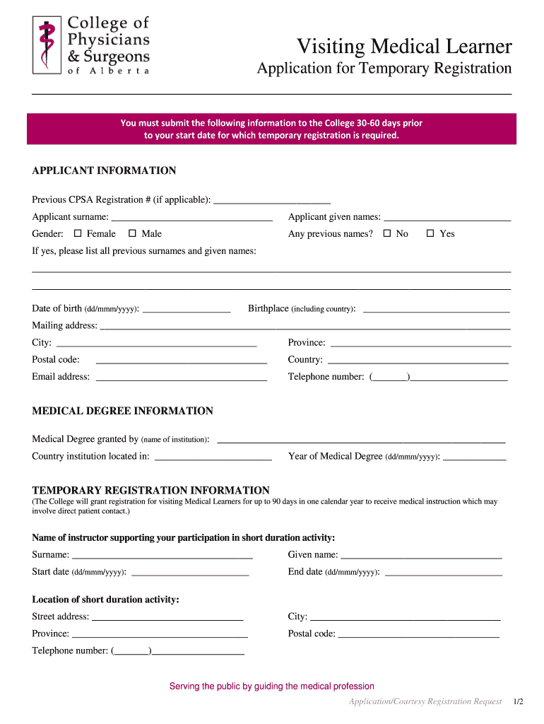 Fillable Online Visiting Medical Learner Fax Email Print - pdfFiller