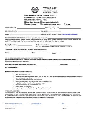 Fillable Online DART Card Application Form - Texas A&M University ...