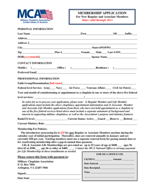Fillable Online mca-usa MEMBERSHIP APPLICATION - Military Chaplain Association - mca-usa Fax ...