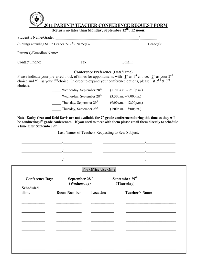 Parent Teacher Conference Request Form - Seabury Hall - Seaburyhall ...