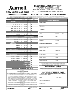 Fillable Online sifma ELECTRICAL SERVICES ORDER FORM - SIFMA - sifma ...