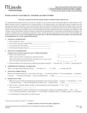 Fillable Online FIXED AnnuIty suItAbIlIty AnD rEplAcEmEnt FOrm - Life ...