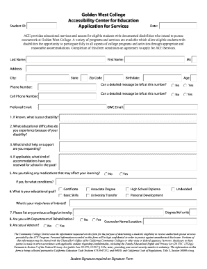 Fillable Online goldenwestcollege Golden West College Accessibility Center for Education ...
