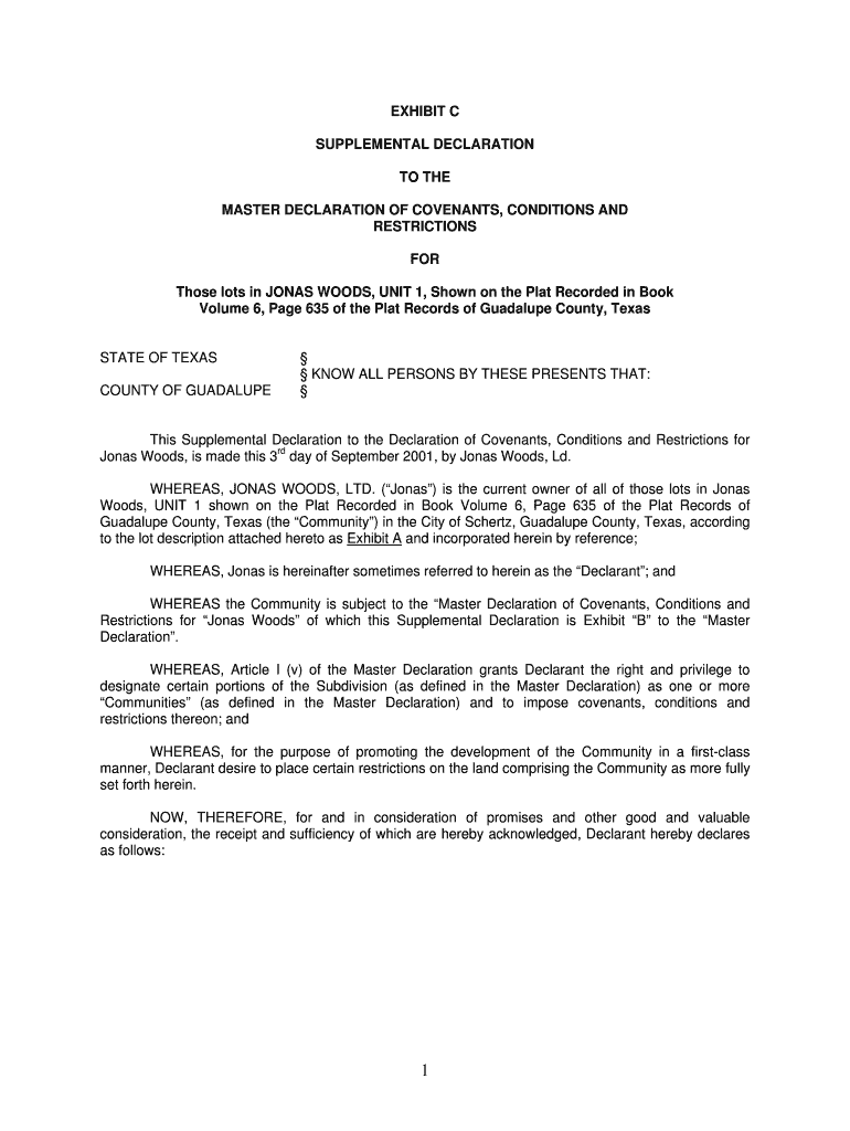 Fillable Online EXHIBIT C SUPPLEMENTAL DECLARATION TO THE MASTER ...