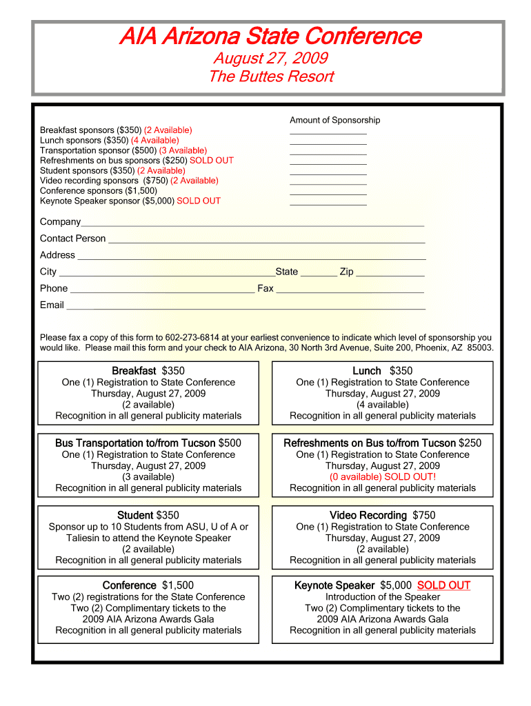 Fillable Online aia-arizona AIA Arizona State Conference - aia-arizona ...