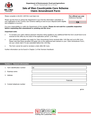 Fillable Online gov CCS - claim amendment form - Isle of Man Government ...