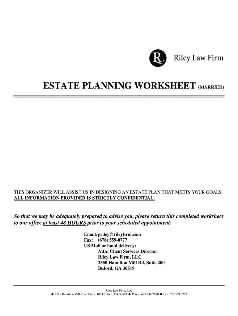 Fillable Online Estate Planning Questionnaire - Riley Law Firm Fax Email Print - pdfFiller