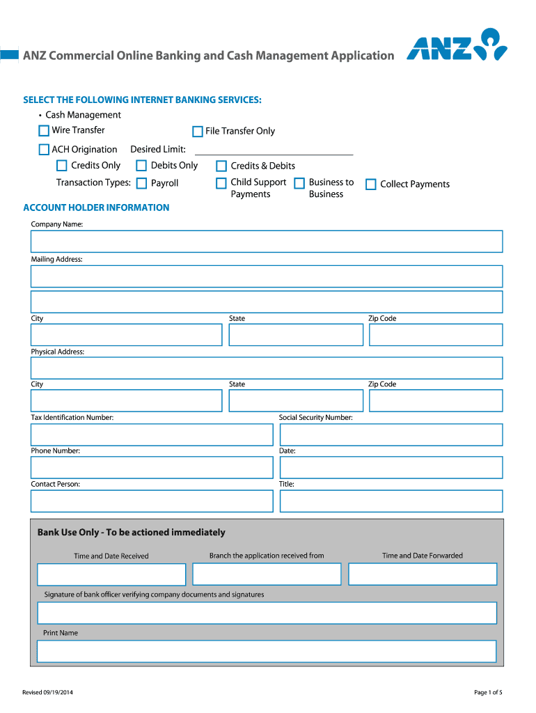Fillable Online Online Banking Business Application form (PDF 212kB) - ANZ Fax Email Print ...