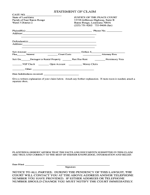 Fillable Online Statement of Claim 202 KB Fax Email Print - pdfFiller