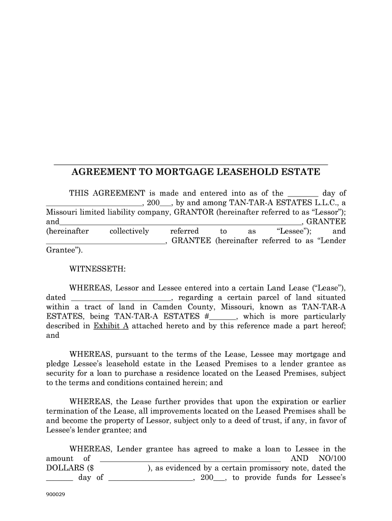 Fillable Online Sample Agreement to Mortgage pdf - Tan-Tar-A Estates ...