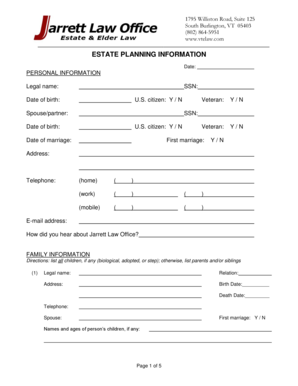 Fillable Online Client Questionnaire - Jarrett Law Office PLC Fax Email ...