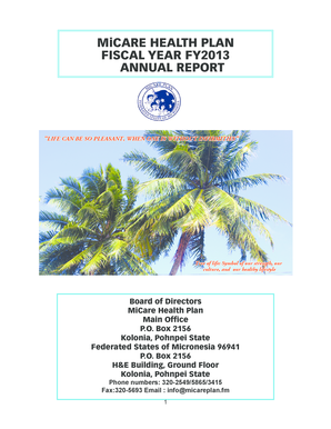 Fillable Online micareplan MiCare Annual Report 2013 - FSM MiCare Plan ...