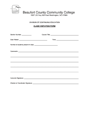 Fillable Online beaufortccc CLASS VISITATION FORM Fax Email Print ...