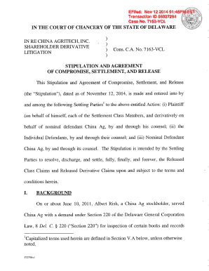 Fillable Online strategicclaims Stipulation and Agreement of Compromise ...