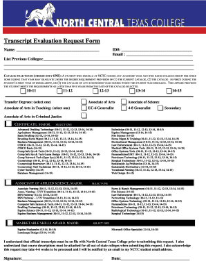 Fillable Online nctc Transcript Evaluation Request Form - North Central ...