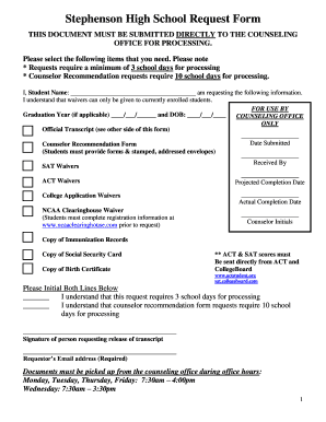 Fillable Online SHS Request Form - DeKalb County Schools Fax Email ...