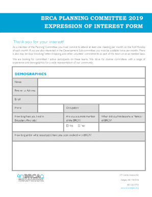 Fillable Online BRCA Planning Committee - Expression of Interst Form ...