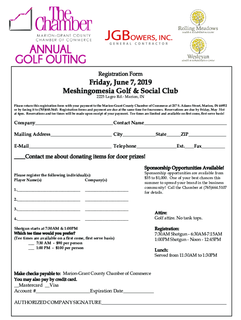 Fillable Online Golf Tournament Registration & Sponsor Form ...