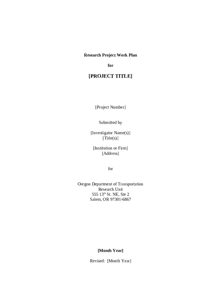 ODOT University Research Work Plan Template Doc Template | pdfFiller