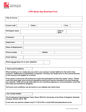 Fillable Online Short Courses Booking Form Fax Email Print - pdfFiller