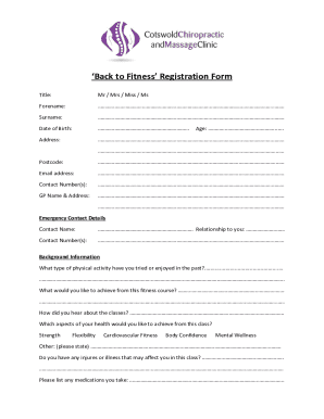 Fillable Online Back to Fitness Registration Form Fax Email Print ...