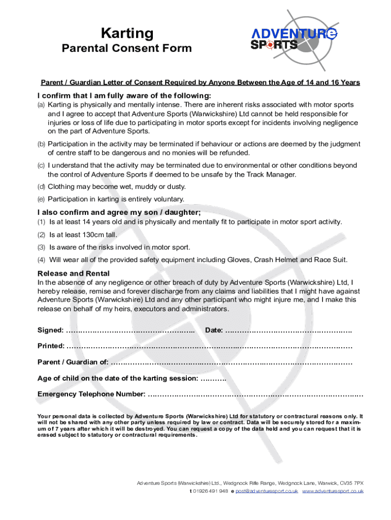 Fillable Online Parent Guardian Consent Form - 2 Free Templates in PDF ...