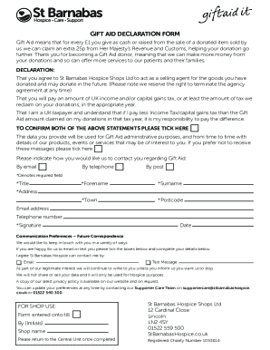 Fillable Online Charities and CASC: Gift Aid declaration forms for a ...