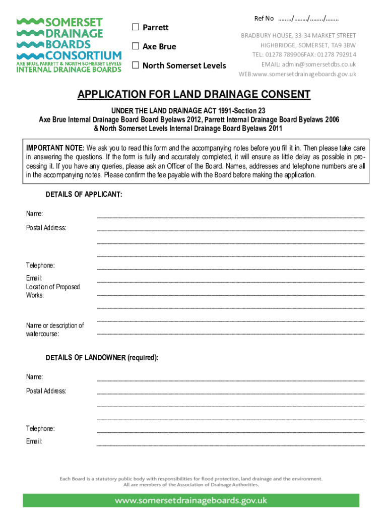 Fillable Online somersetdrainageboards gov PDF General Land Drainage ...